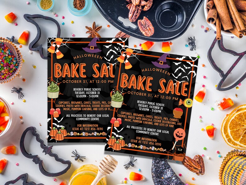 Editable Halloween Bake Sale Flyer Invitation, School Bake Sale ...