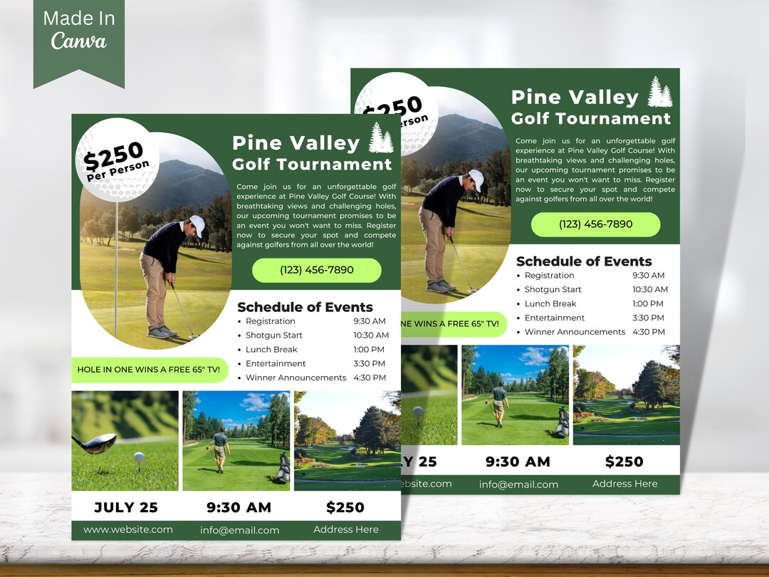 Golf Tournament Flyer Template, Editable Golf Flyer Guide, Instant ...