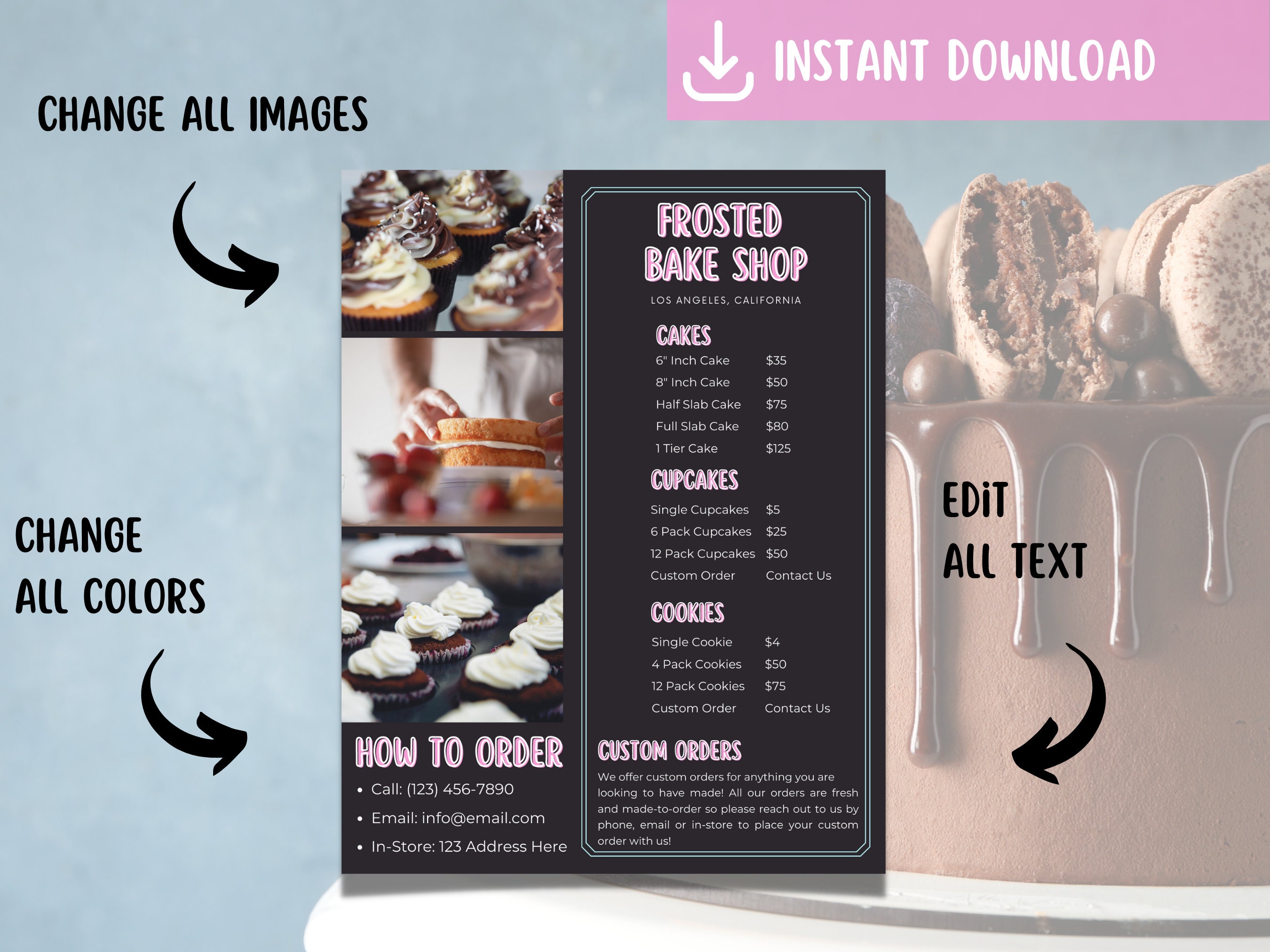 Cake Flyer Template Cupcake Cake Business Flyer Baking - Etsy