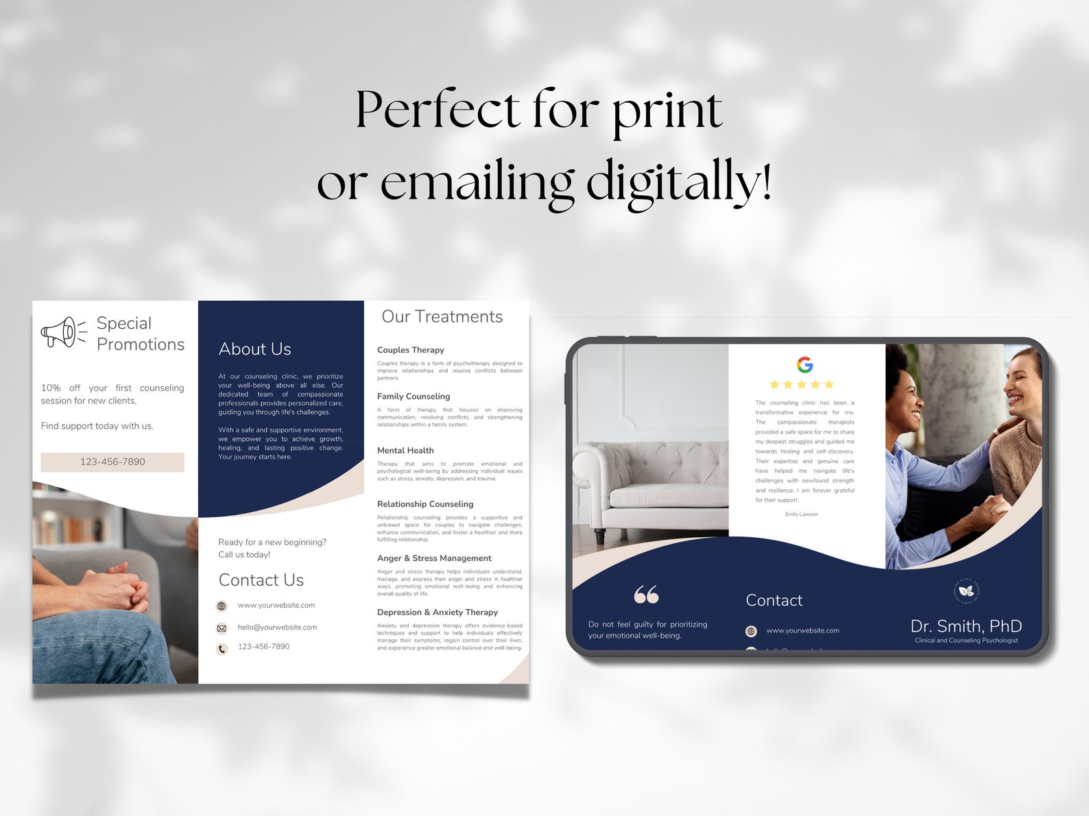 Counseling Psychology Therapy Brochure Templates Design, Mental Health ...