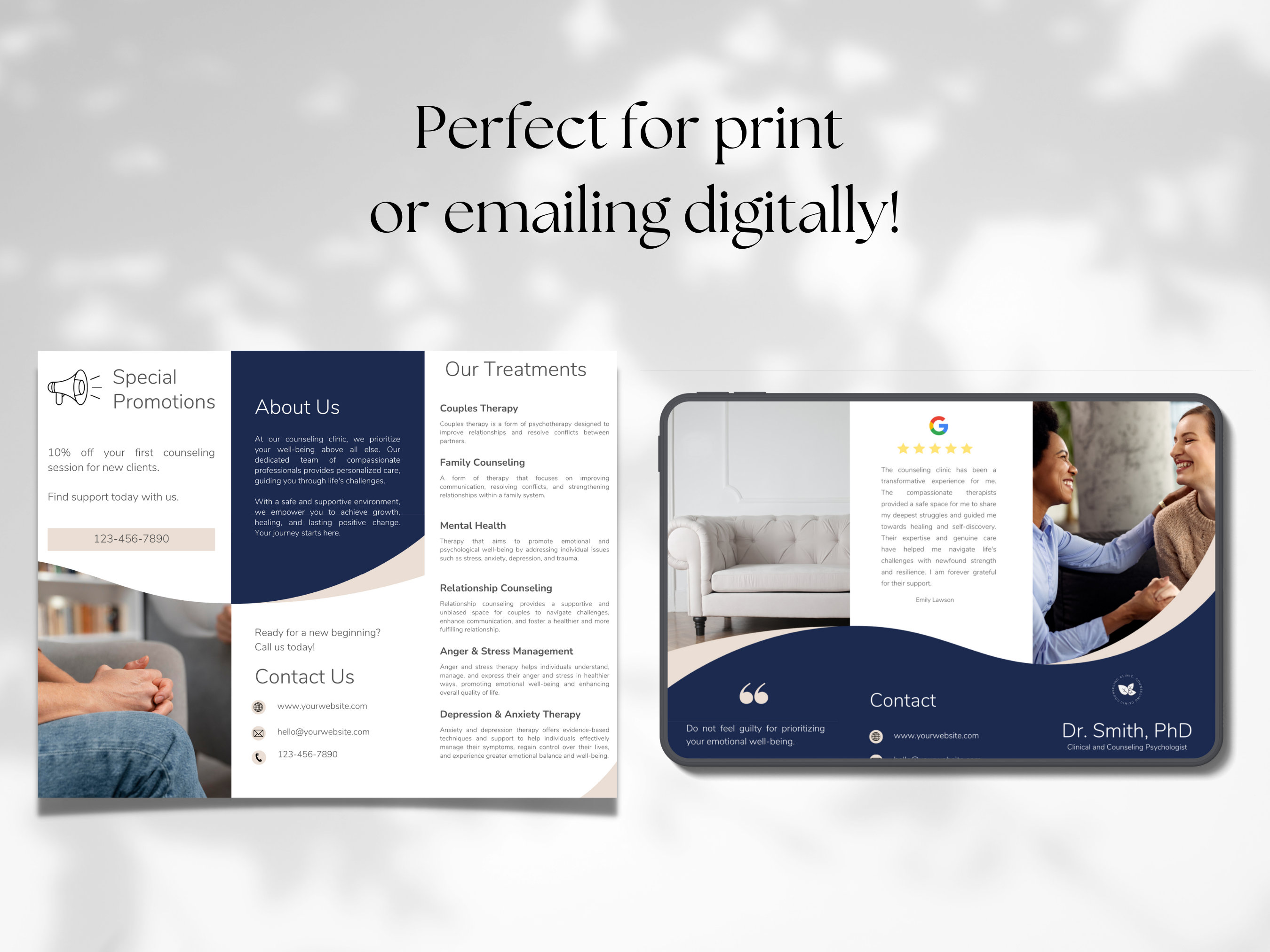Counseling Psychology Therapy Brochure Templates Design, Mental Health ...