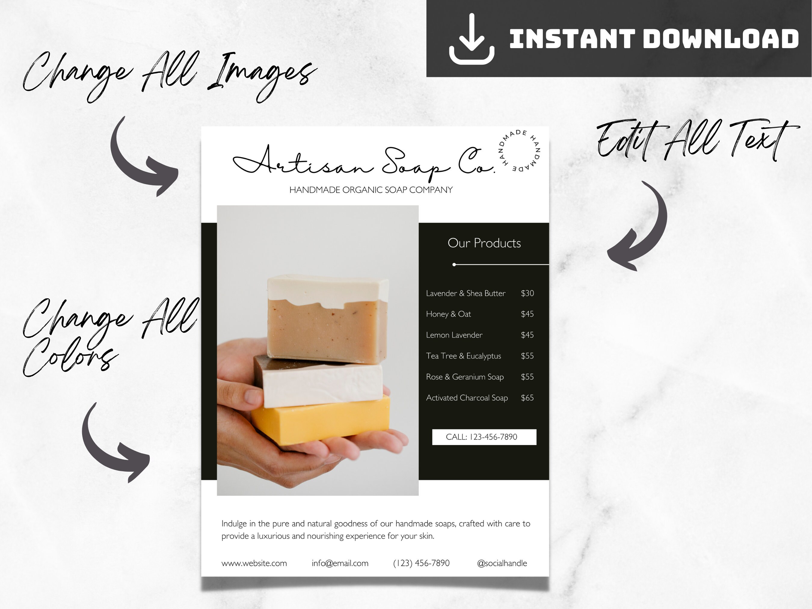 Handmade Soap Flyer Template Editable Handmade Soap Making - Etsy