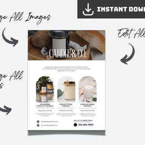 Soy Wax Candles Flyer Template, Editable Handmade Candle Making Small ...