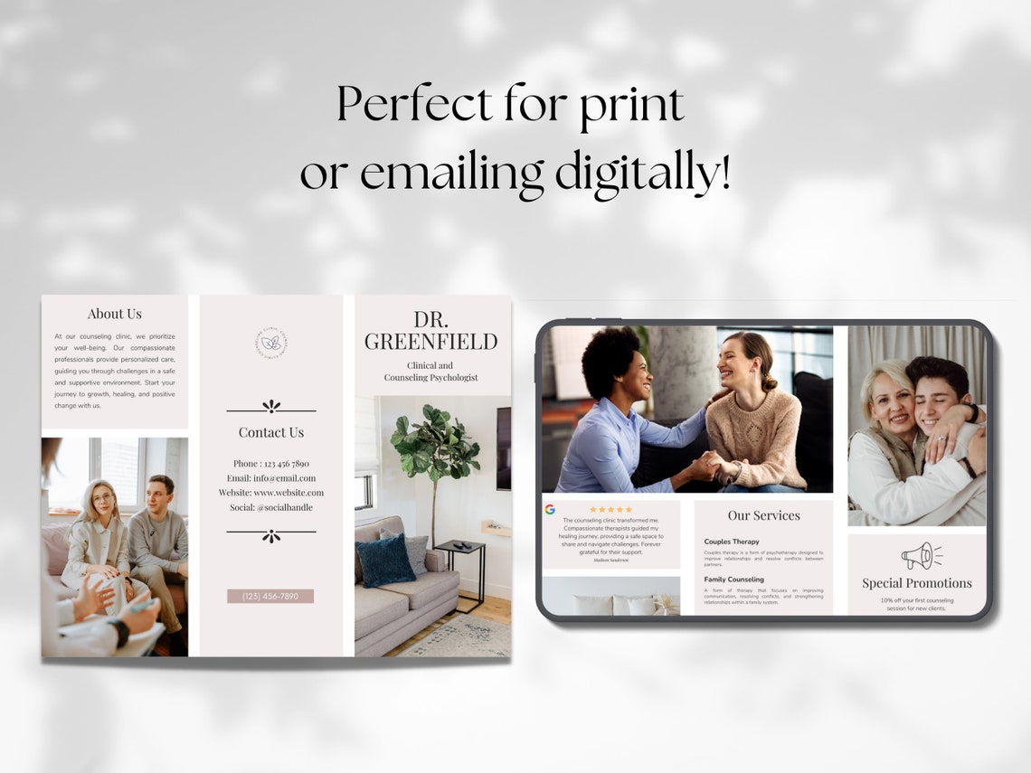 Counseling Psychology Therapy Brochure Templates Design, Editable ...