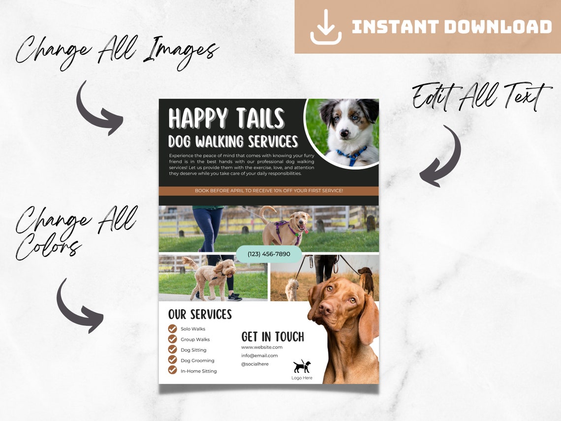 Dog Walking Flyer Poster Leaflet, Pet Sitting Flyer Poster Leaflet, Pet ...