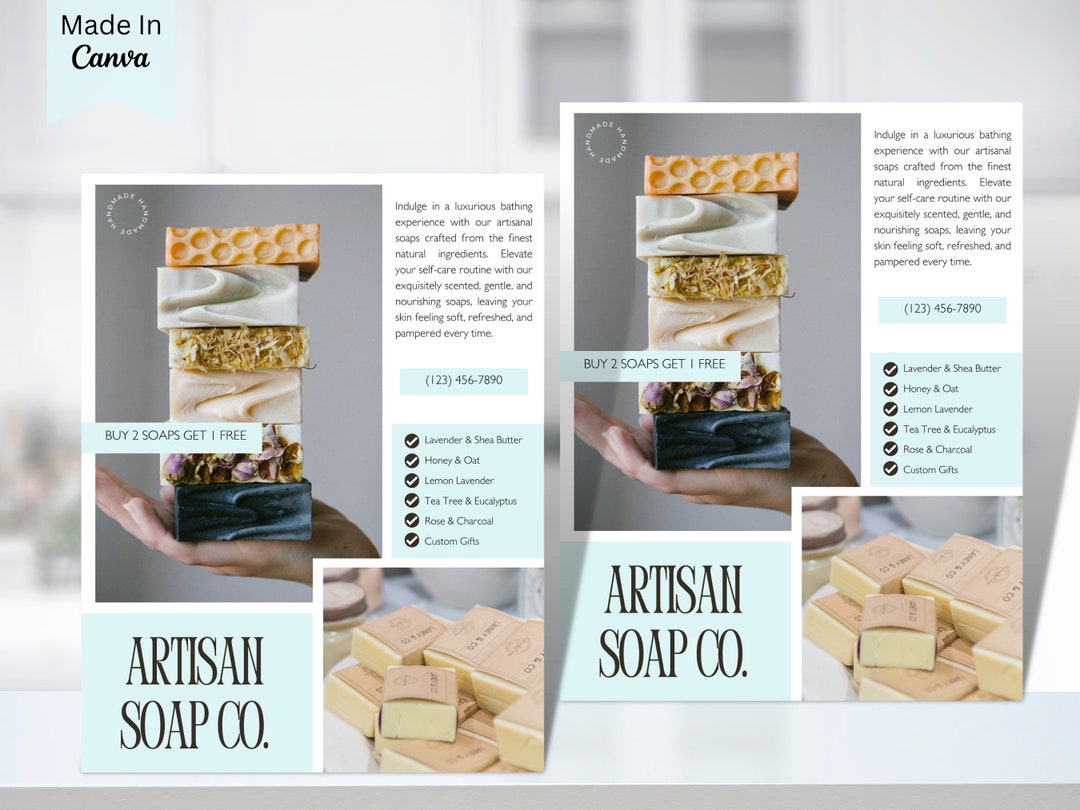 Handmade Soap Flyer Template, Editable Handmade Soap Making Small ...