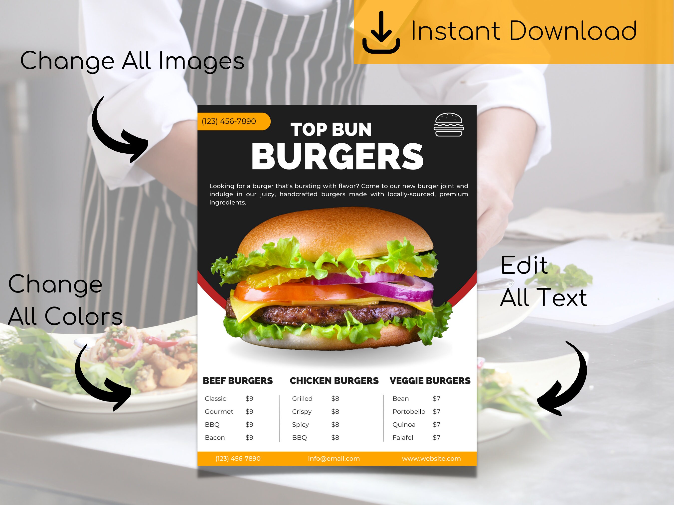 Burger Flyer DIY Canva Burger Flyer Template Editable US - Etsy