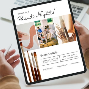 Editable Paint Night Template Flyer, RSVP Invitation, DIY Paint and Sip ...