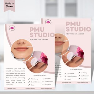 Beauty Flyer Brand Awareness Templates, PMU Promotional Flyer, Canva ...