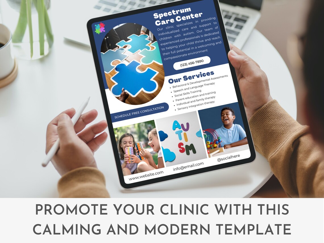 Autism Awareness Flyer Templates Design Autism Therapy - Etsy