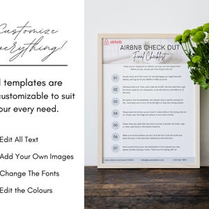 Airbnb Guest Check Out Checklist Sign Template Editable Canva Template ...