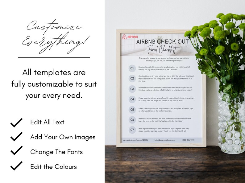Airbnb Guest Check Out Checklist Sign Template Editable - Etsy