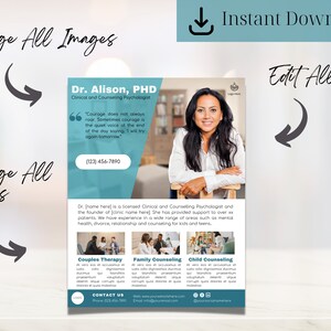 Counseling Psychology Therapy Flyer Templates Design, Editable ...