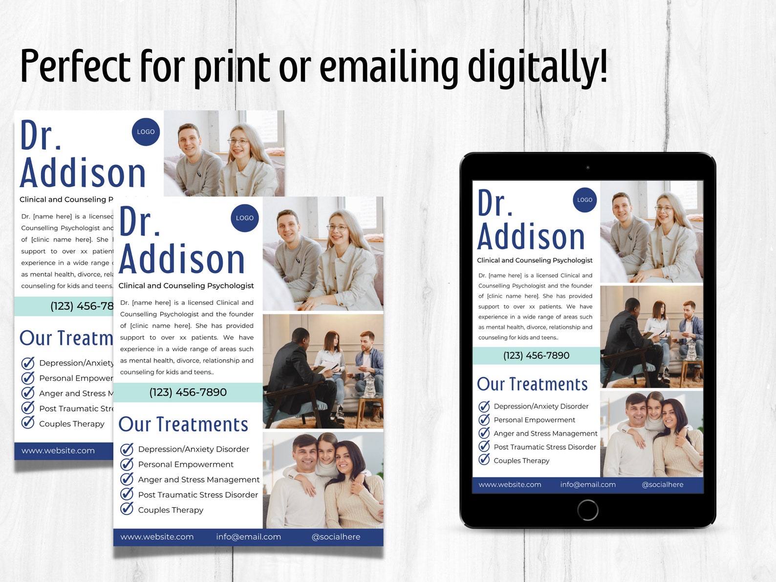 Counseling Psychology Therapy Flyer Templates Design, Editable ...
