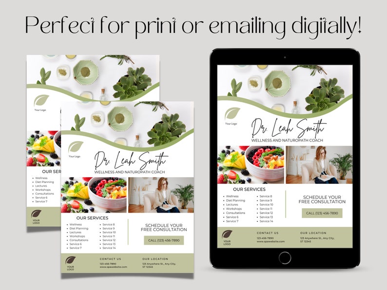 Wellness Coach Flyer Template, DIY Canva Flyer Template for Print ...