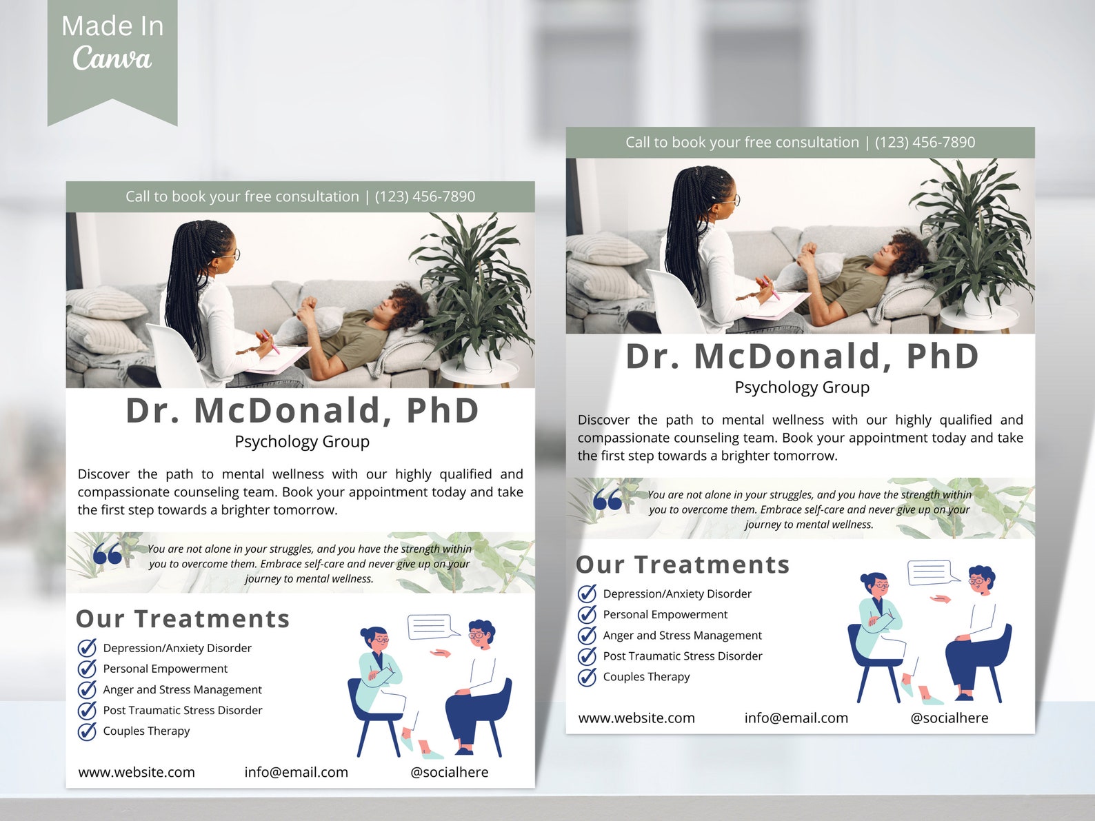 Counseling Psychology Therapy Flyer Templates Design, Editable ...
