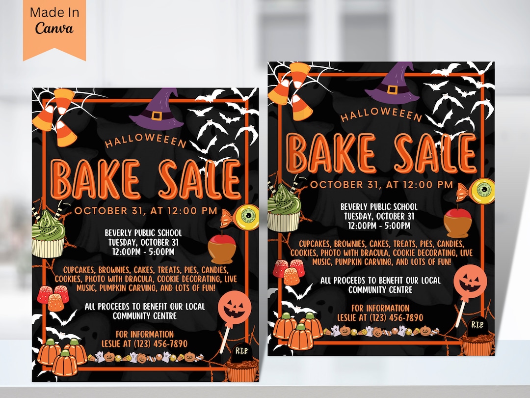 Editable Halloween Bake Sale Flyer Invitation, School Bake Sale ...