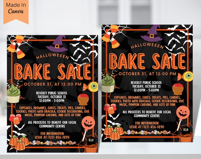 Editable Halloween Bake Sale Flyer Invitation, School Bake Sale ...