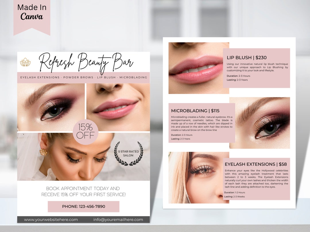 PMU Promotional Flyer, Canva Template, Instant Download, Esthetician ...
