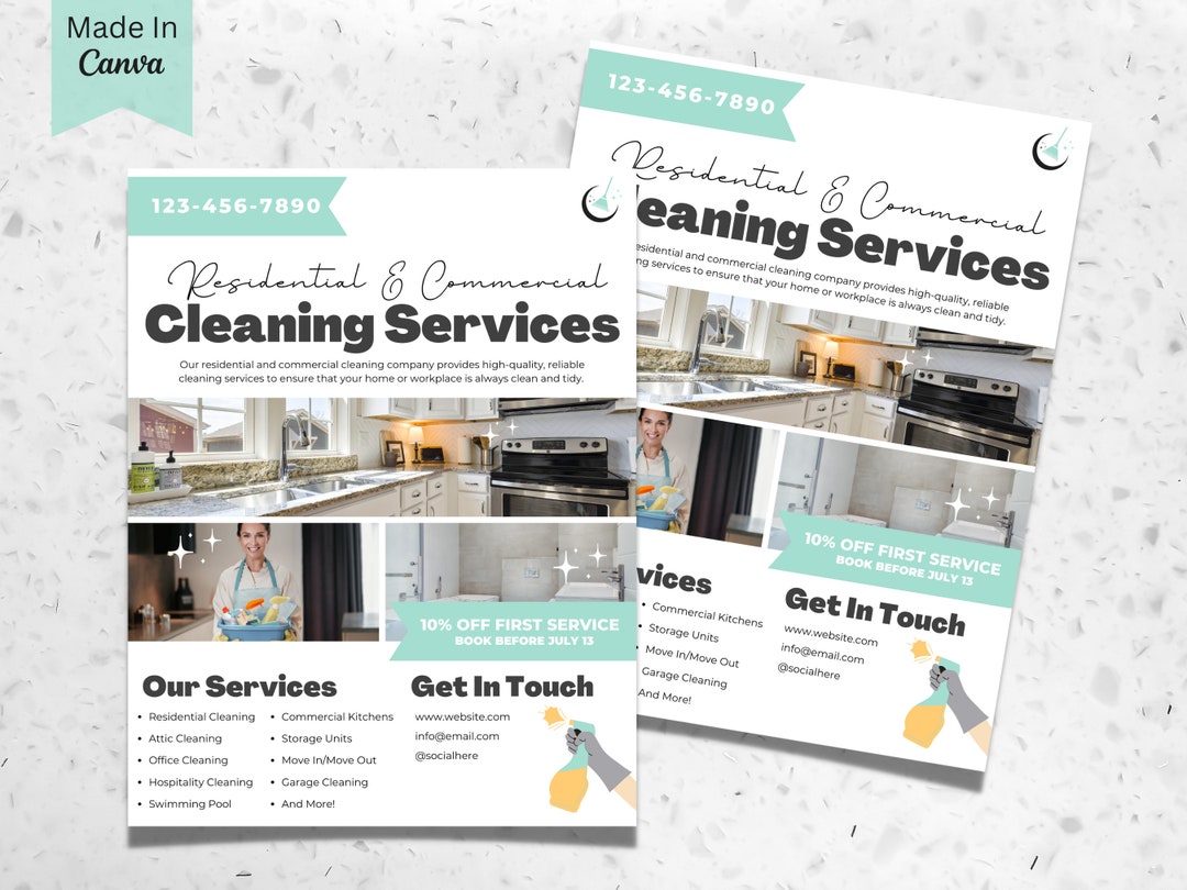 Cleaning Service Flyer, DIY Sheet, Cleaning Service Poster ...