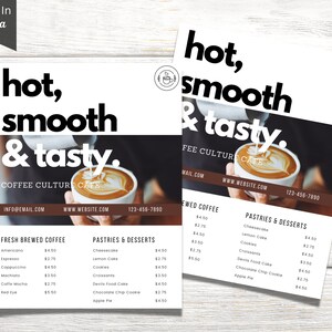 Coffee Menu Template, Editable Coffee Price List, Coffee Price Guide ...