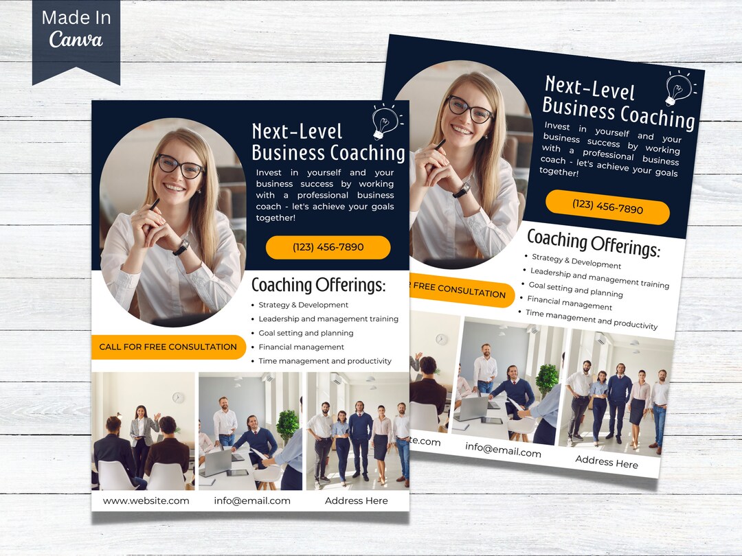 Business Coach Flyer, DIY Canva Flyer Template, Editable Canva Social ...