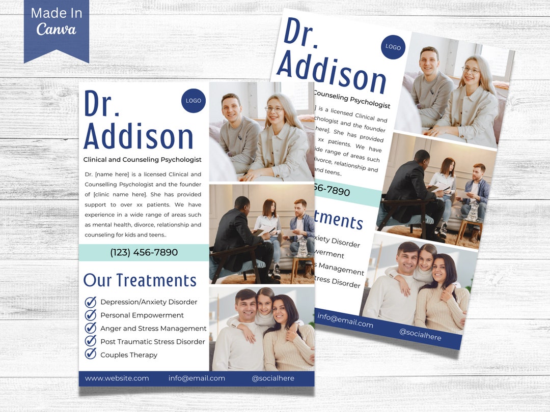 Counseling Psychology Therapy Flyer Templates Design, Editable ...