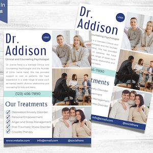 Counseling Psychology Therapy Flyer Templates Design, Editable ...