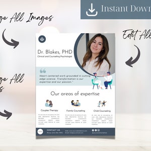 Counseling Psychology Therapy Flyer Templates Design, Editable ...