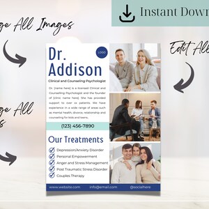 Counseling Psychology Therapy Flyer Templates Design, Editable ...