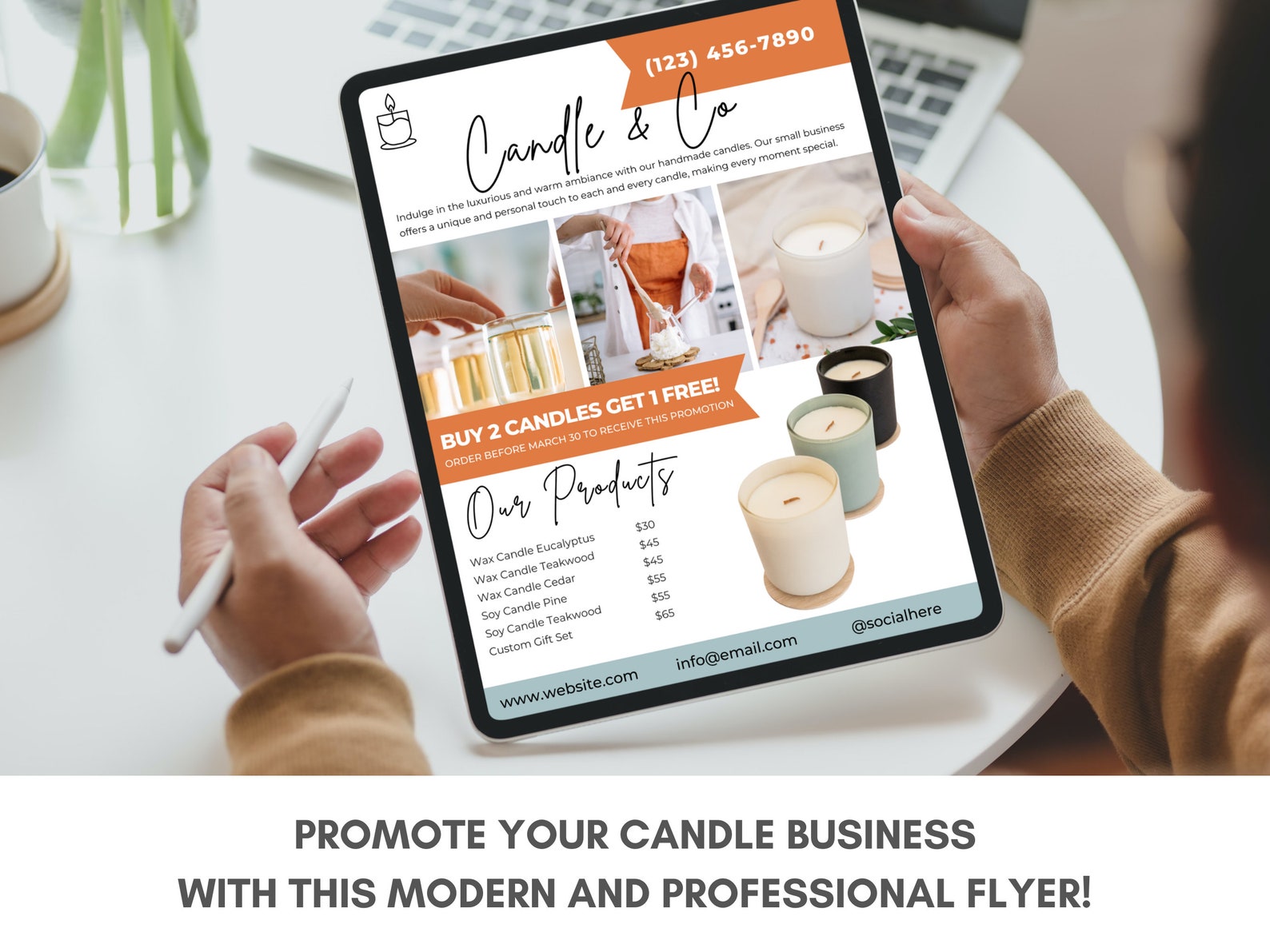 Soy Wax Candles Flyer Template Editable Handmade Candle - Etsy