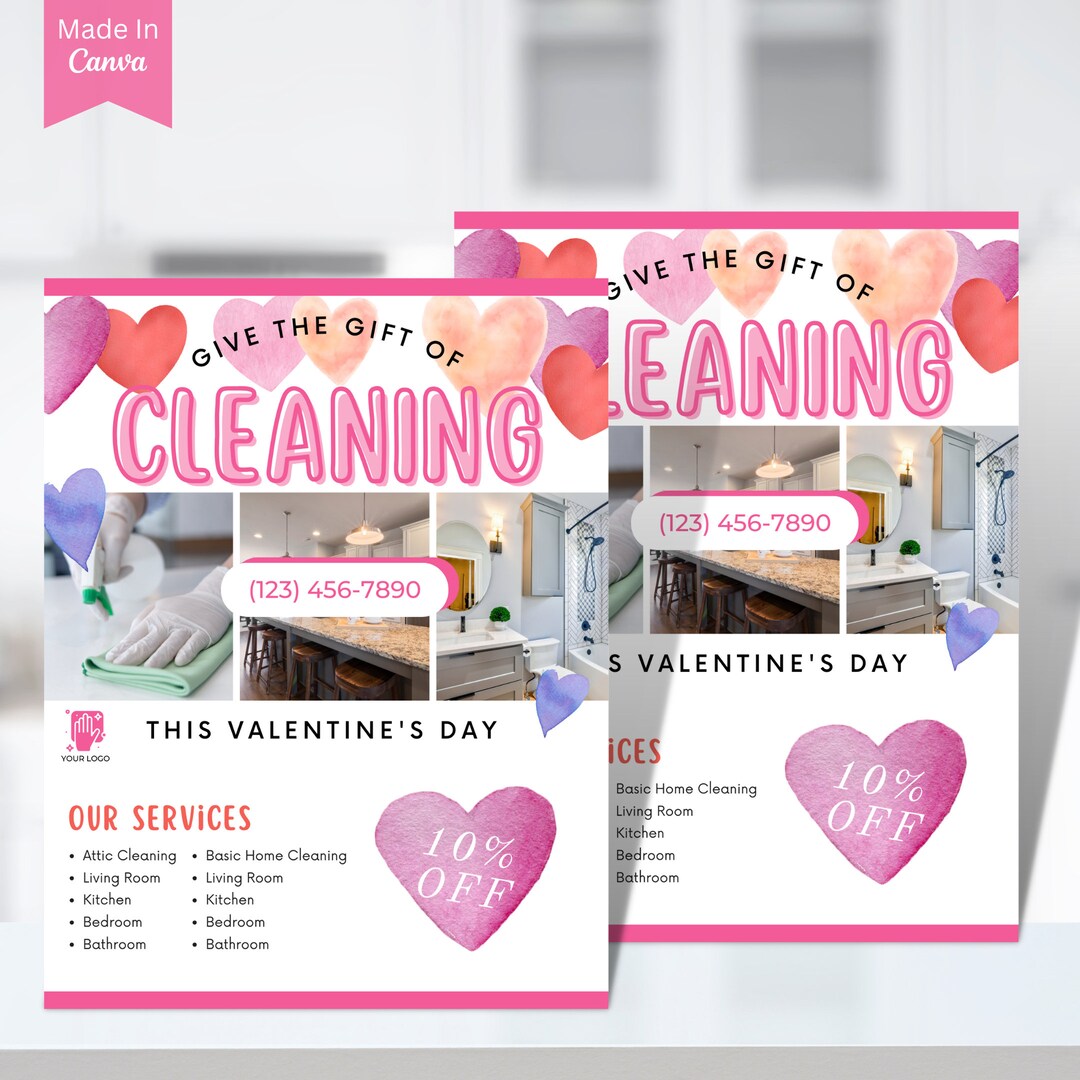 Valentines Day Cleaning Service Flyer, Cleaning Service Poster ...