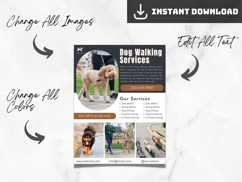 Dog Walking Flyer Poster Leaflet, Pet Sitting Flyer Poster Leaflet, Pet ...