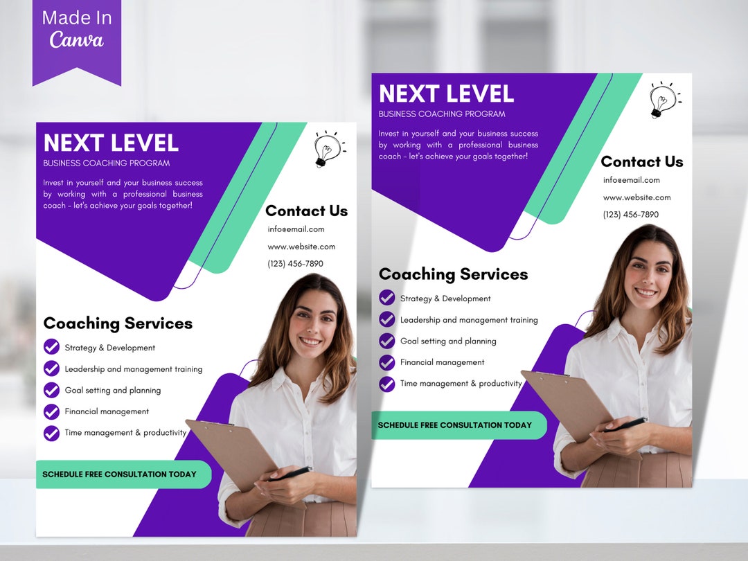 Business Coach Flyer, DIY Canva Flyer Template, Editable Canva Social ...