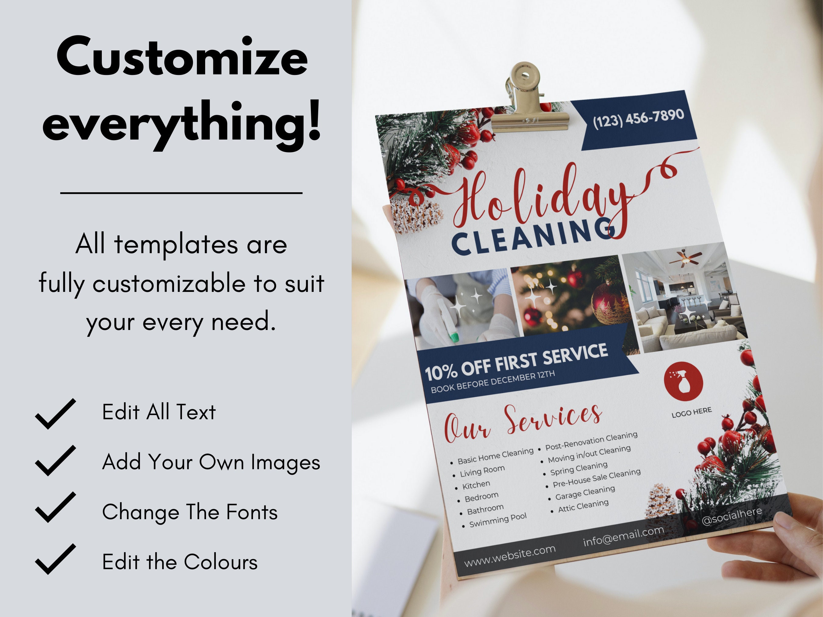 Holiday Cleaning Flyer, DIY Sheet, Cleaning Service Poster ...
