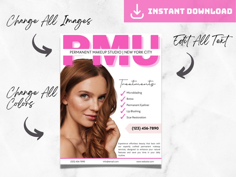 Beauty Flyer Brand Awareness Templates PMU Promotional Flyer - Etsy