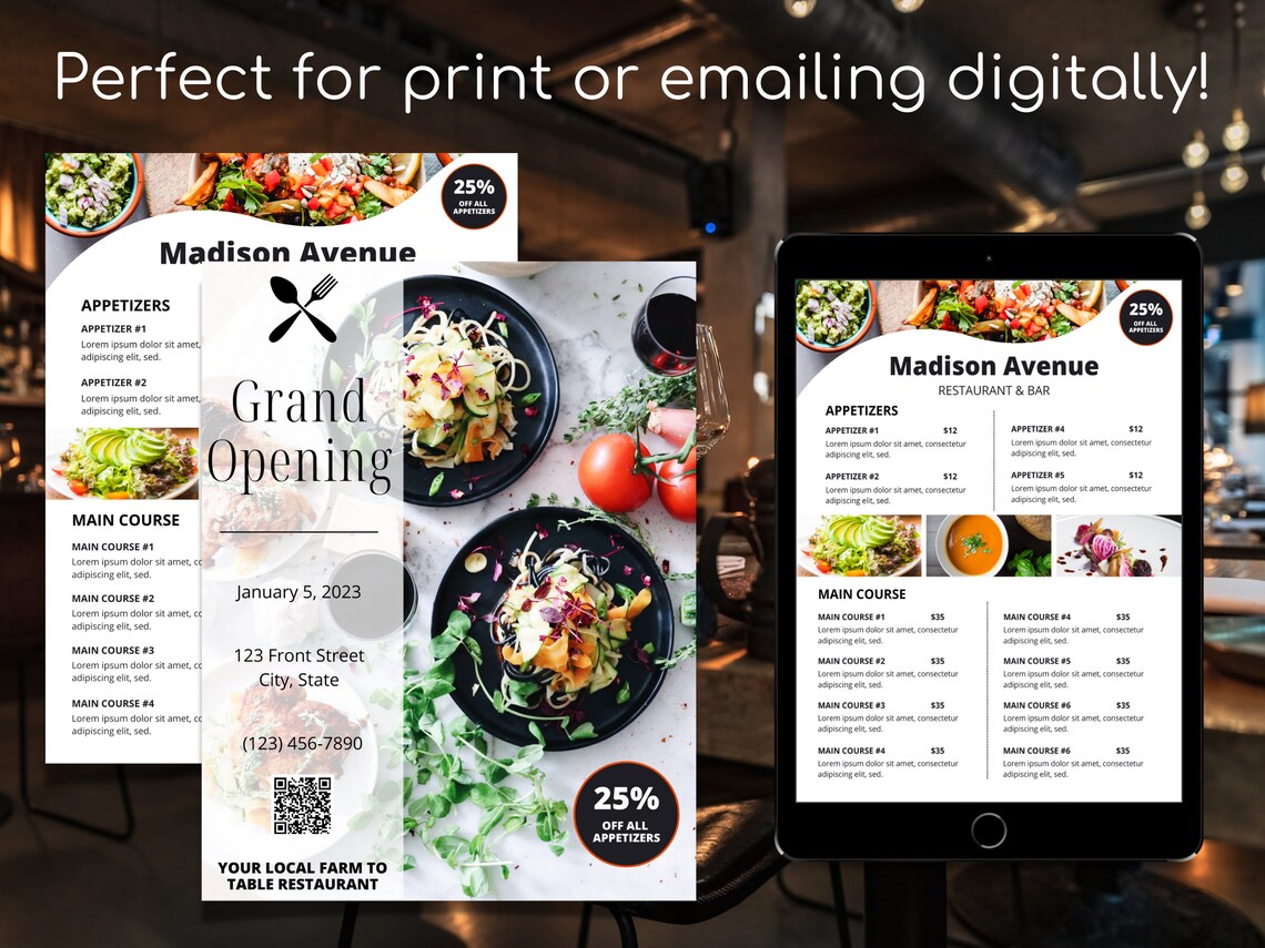 Restaurant Food Menu DIY Business Menu Template Editable - Etsy