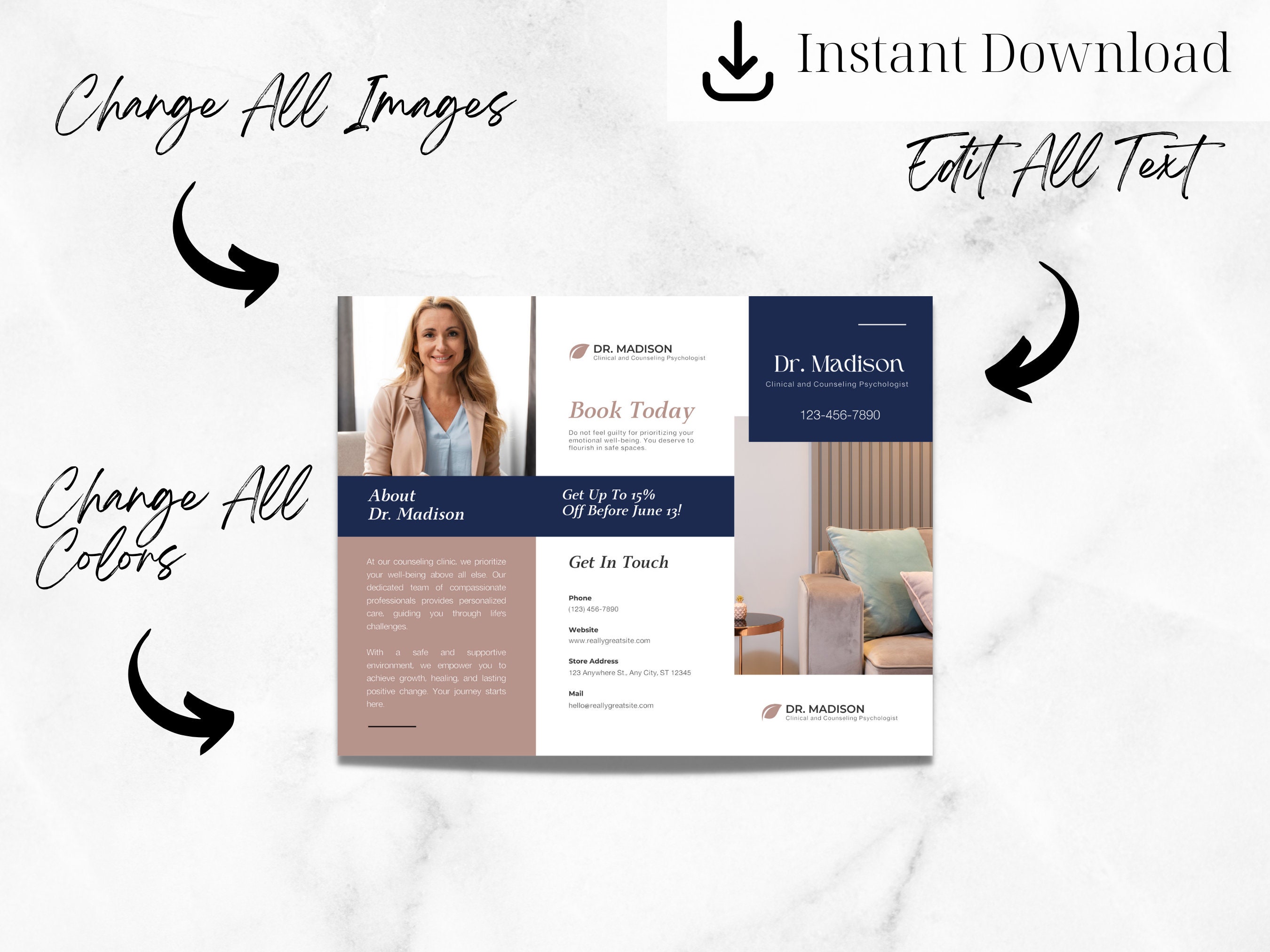 Counseling Psychology Therapy Brochure Templates Design, Editable ...