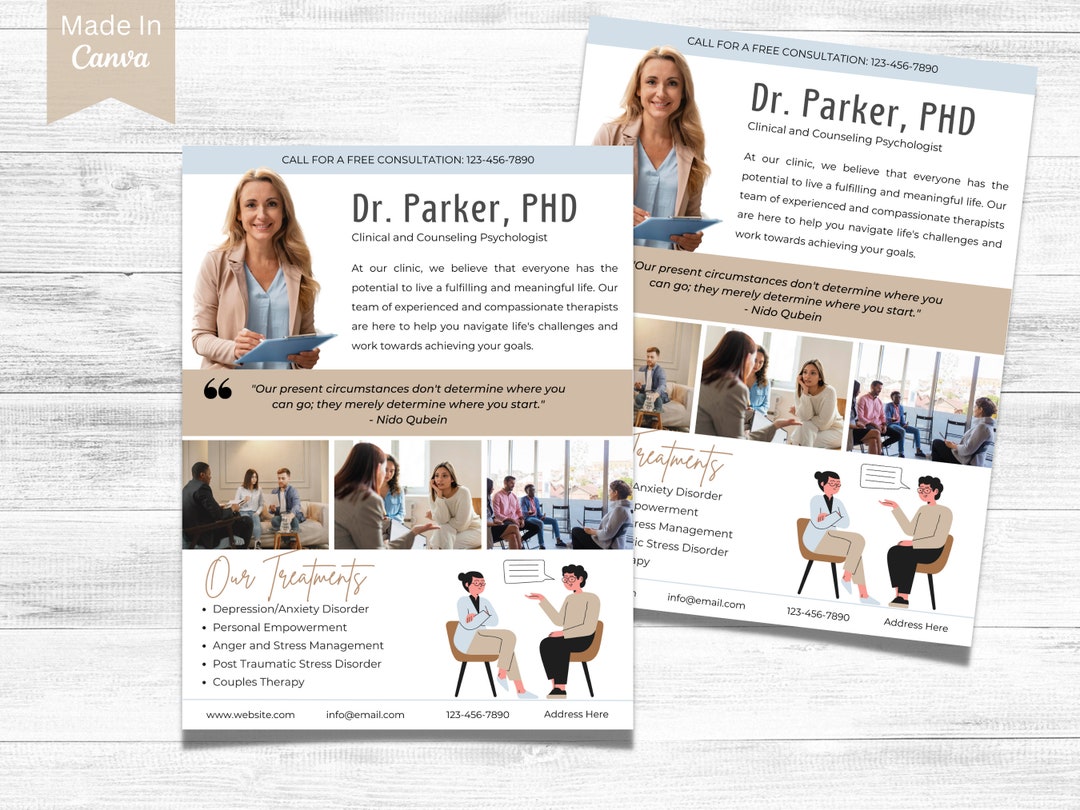 Counseling Psychology Therapy Flyer Templates Design, Editable ...