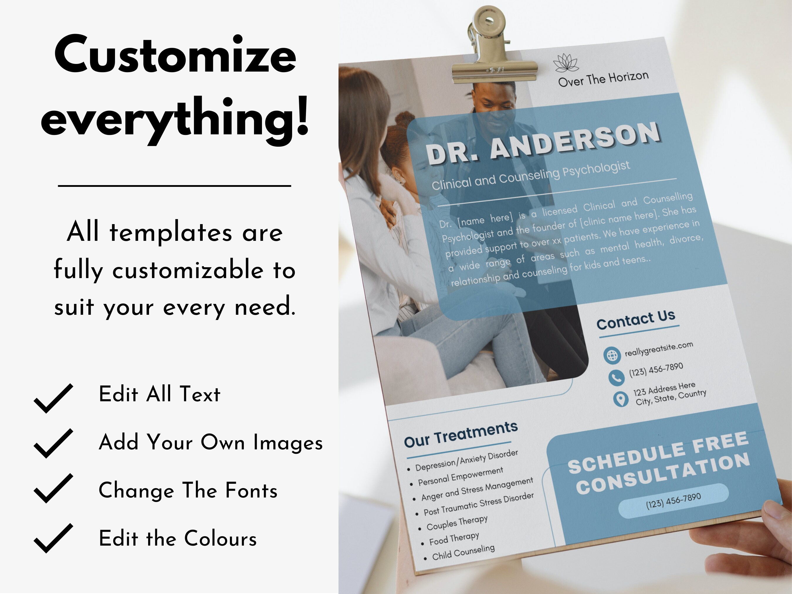 Counseling Psychology Therapy Flyer Templates Design, Editable ...