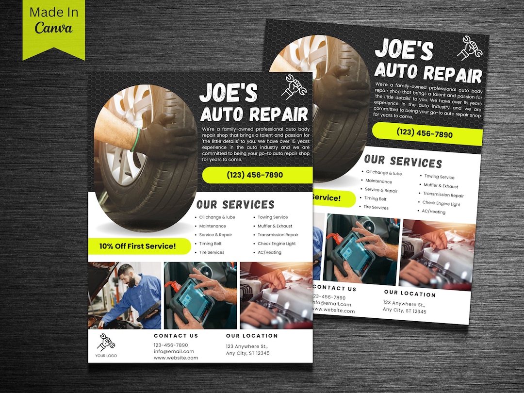 Auto Body Flyer, DIY Flyer Template Design, Car Repair Flyer, Auto ...