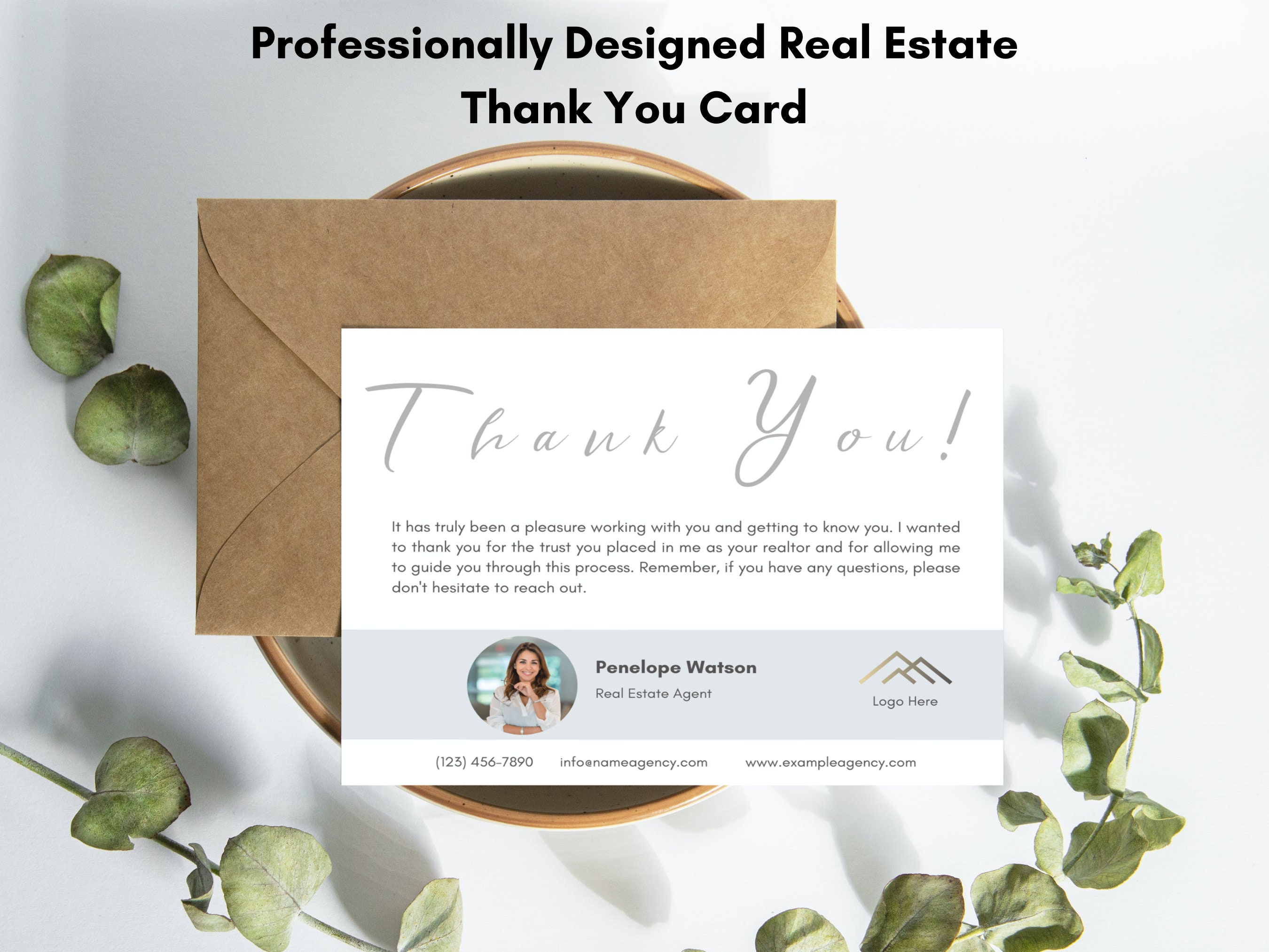 Minimalistic Real Estate Thank You Card Template, Modern Real Estate ...