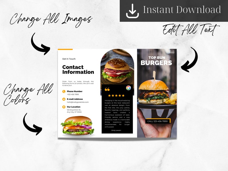 Burger Menu DIY Canva Burger Flyer Template Editable US - Etsy