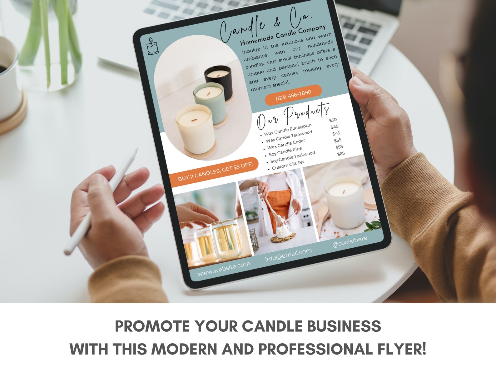 Soy Wax Candles Flyer Template, Editable Handmade Candle Making Small ...