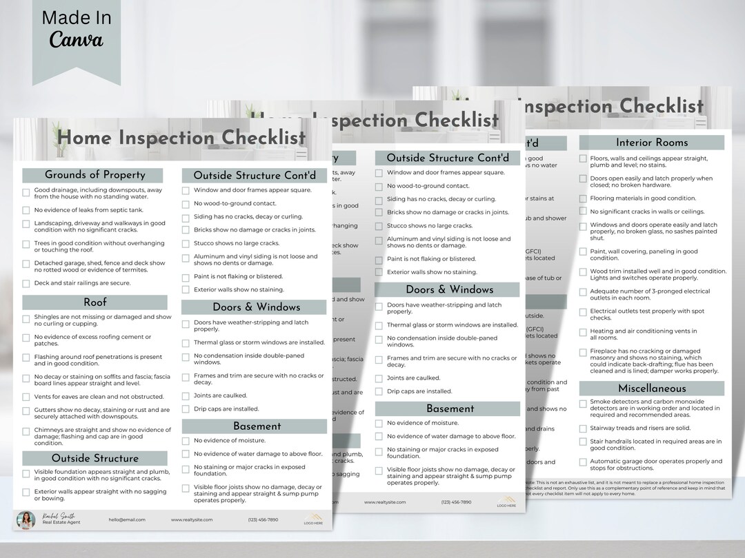 Home Inspection Checklist, Inspection Checklist, House Inspection ...