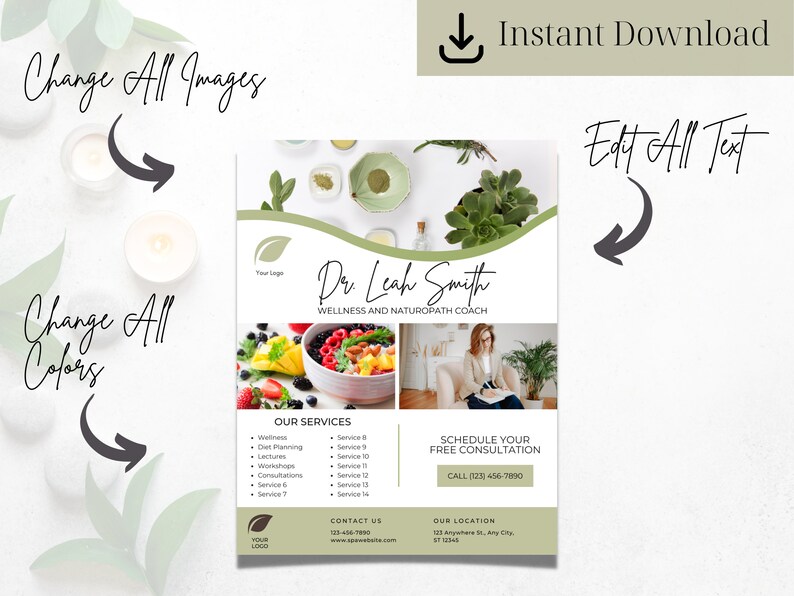 Wellness Coach Flyer Template, DIY Canva Flyer Template for Print ...