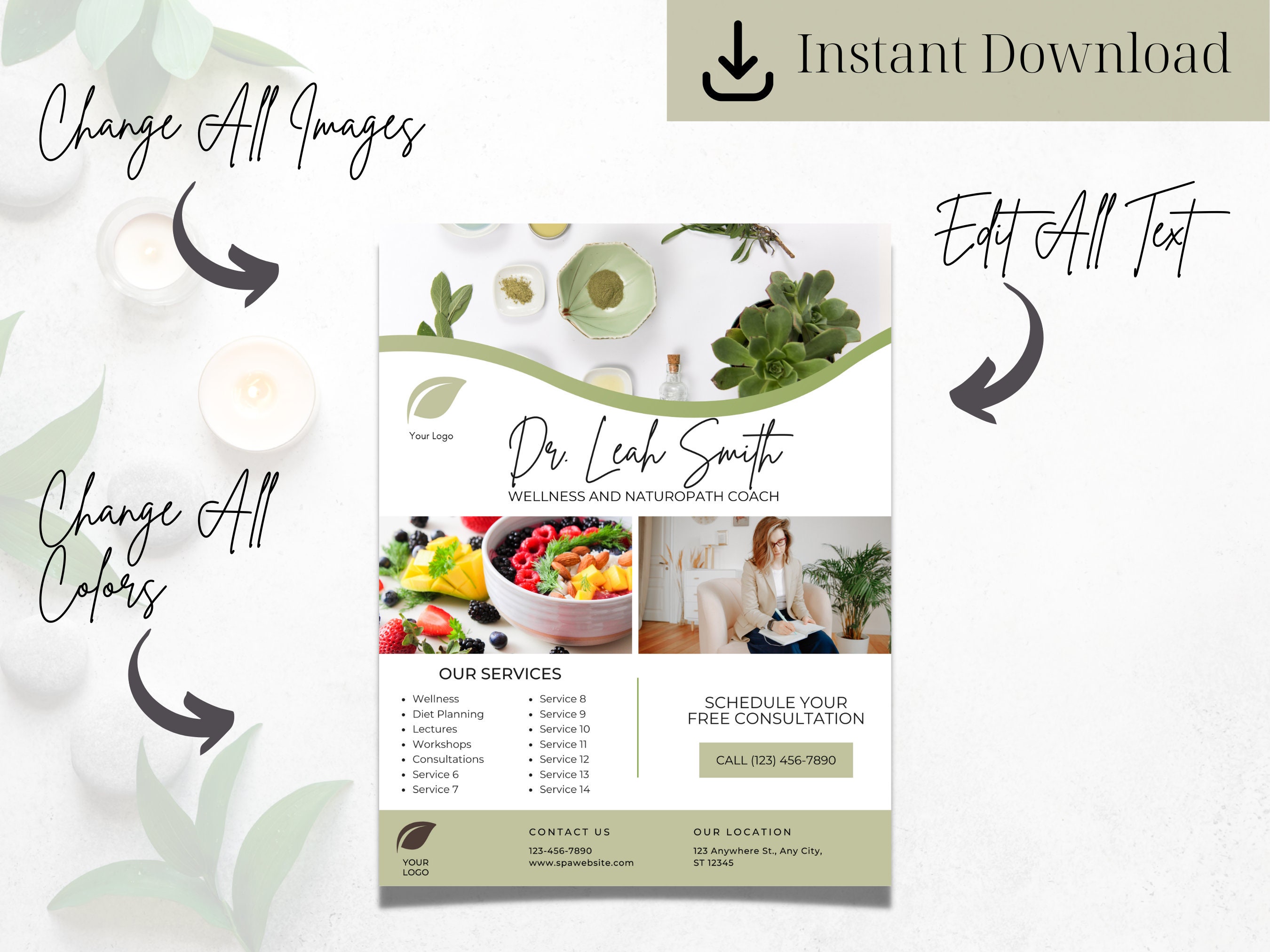 Wellness Coach Flyer Template, DIY Canva Flyer Template for Print ...