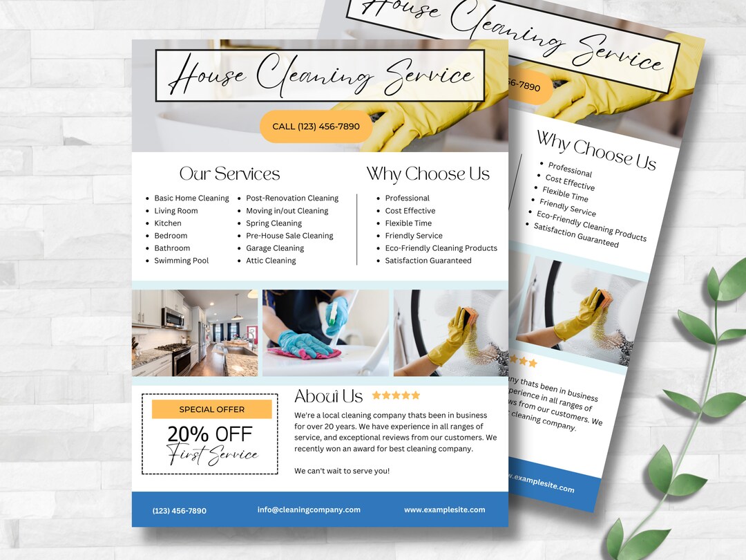 Cleaning Flyer Cleaning Service Poster Housekeeping Flyer DIY Sheet ...