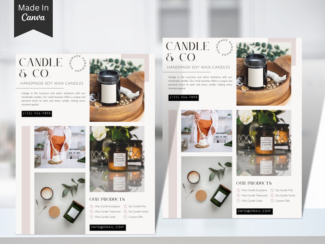 Soy Wax Candles Flyer Template, Editable Handmade Candle Making Small ...