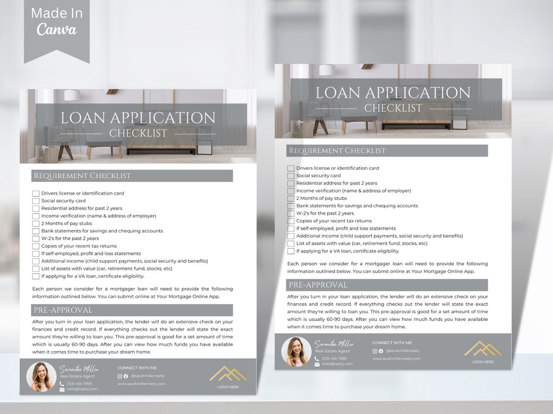 Mortgage Application Checklist, Mortgage Pre-approval, Real Estate ...